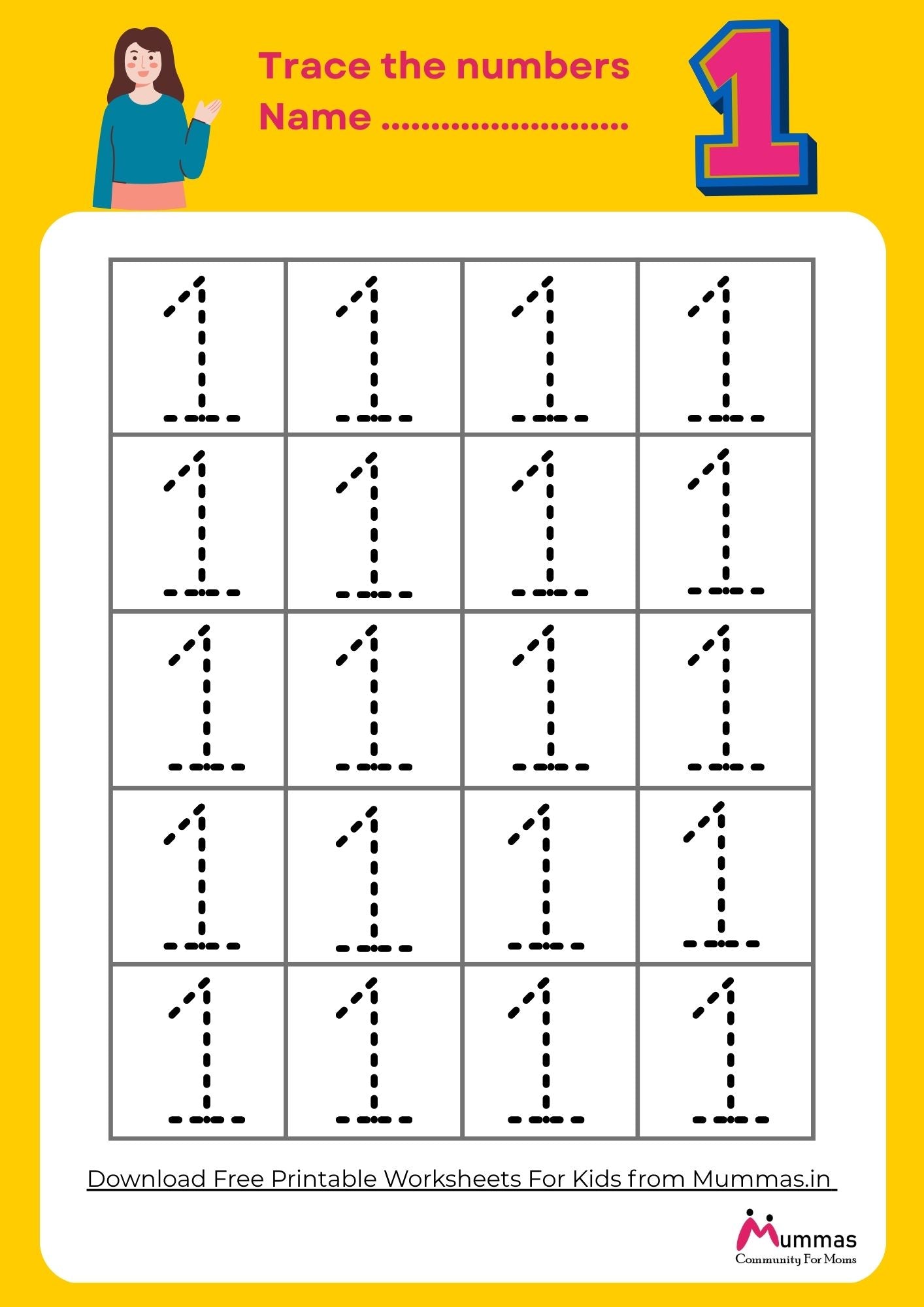 Number Tracing (1-10) Maths Worksheet for Montessori 1 Level Kids – Mummas